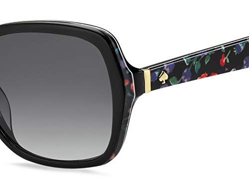 Kate Spade New York Women's Karalyn Square Sunglasses, Black Floral Print, 56 mm
