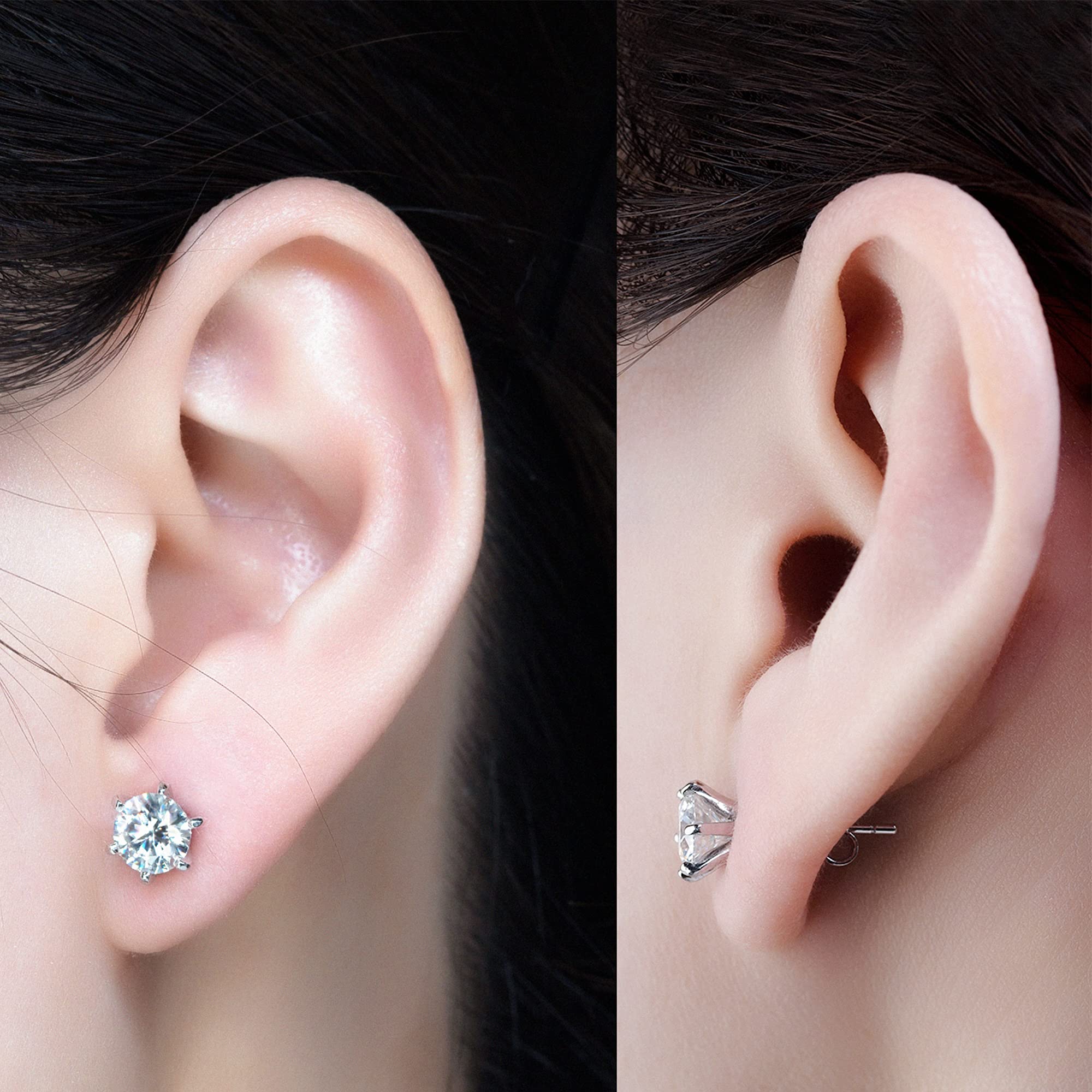 Moissanite Earring, Total 4.0ct 8.0mm EF Round Cut,18K Gold Plated 925 Steling Silver,Stud Earrings For Men Women