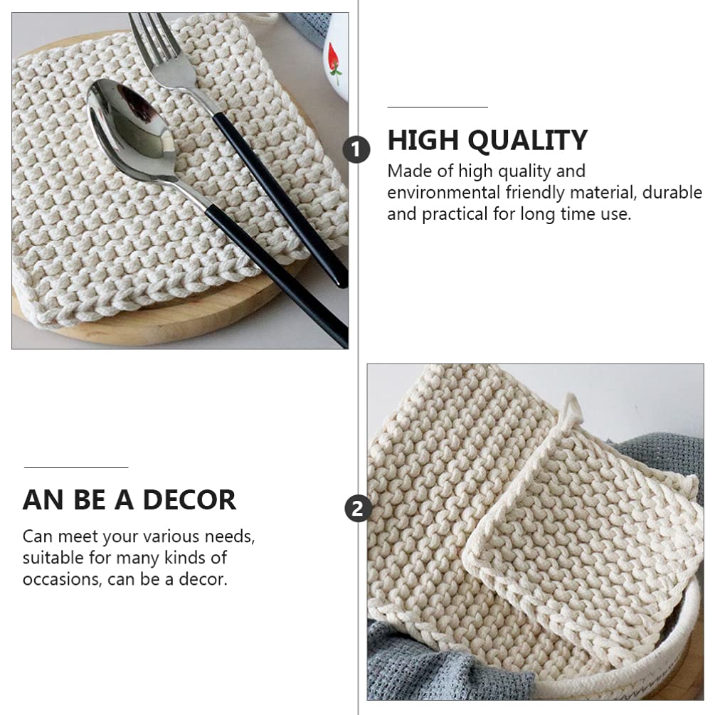 OSALADI Japanese Pot Holders Crochet Woven Hot Dishes Pans Mat Weave Cotton Trivets for Hot Dishes Hot Pot Holders ( 19CM )