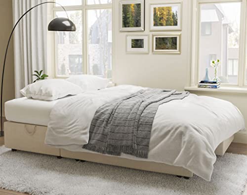 VanAcc Sleeper Sofa, Sofa Bed- 2 in 1 Pull Out Couch Bed with Storage Chaise for Living Room, Beige Chenille Couch