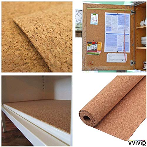 Natural Cork Board Textured Vinyl Wrap Underlayer Shelf Sheet Roll Drawer Liner (16 inches x 2ft)