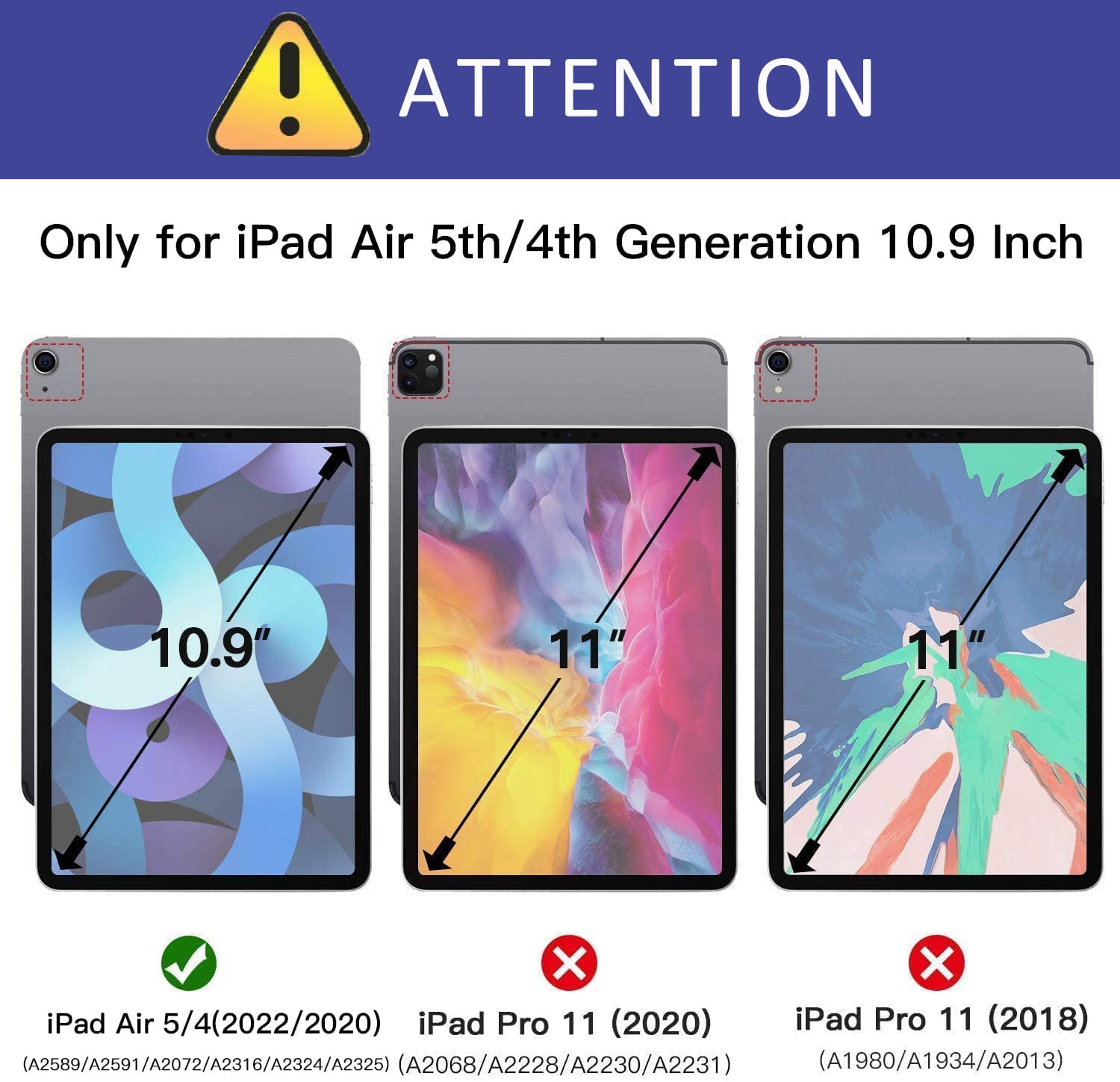 SIBEITU iPad Air 5th/4th Generation Case for Kids with Pencil Holder 2022/2020, Case with Stand, Heavy Duty Rugged Cover for 10.9 inch,Red+Blue