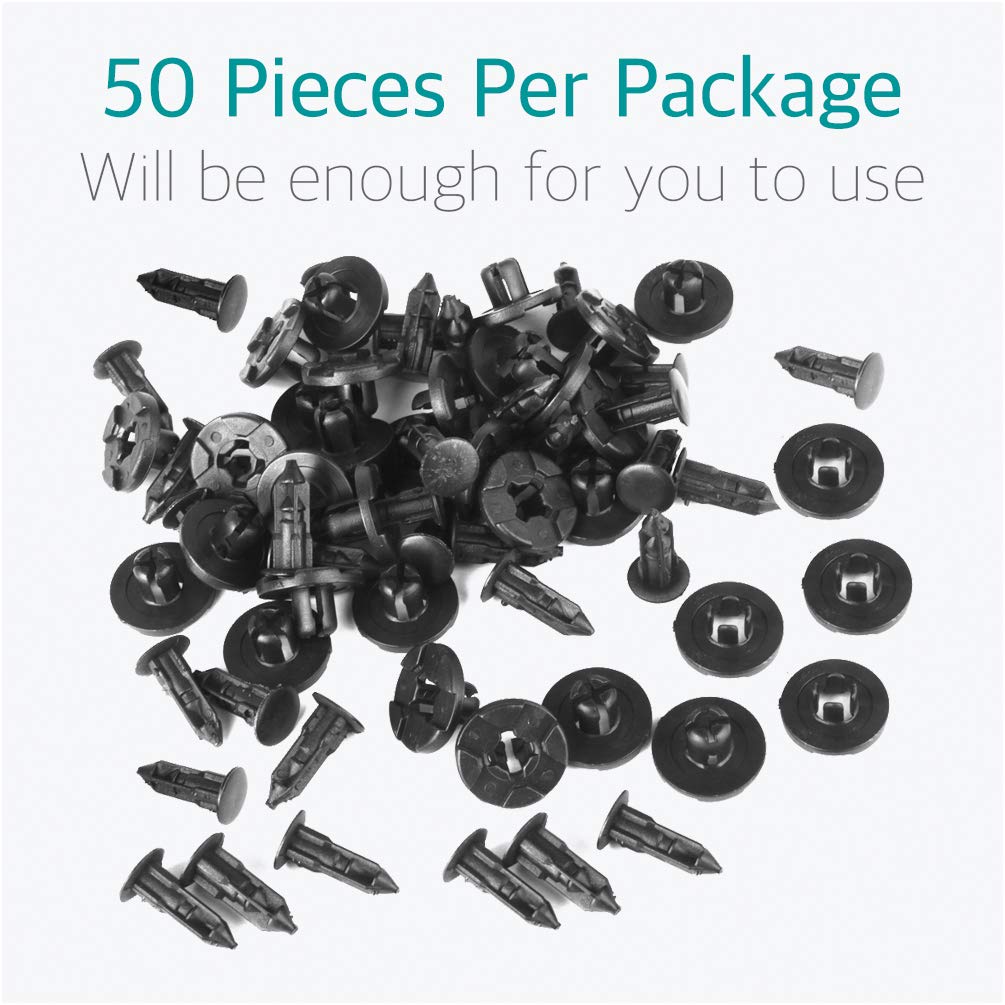 Lantee 50 Pcs Universal Fender Push Type Retainer Clips Fit for Nissan & Infiniti 01553-09321, 01553-2DR9A, Fit for Chrysler & Dodge MR328954