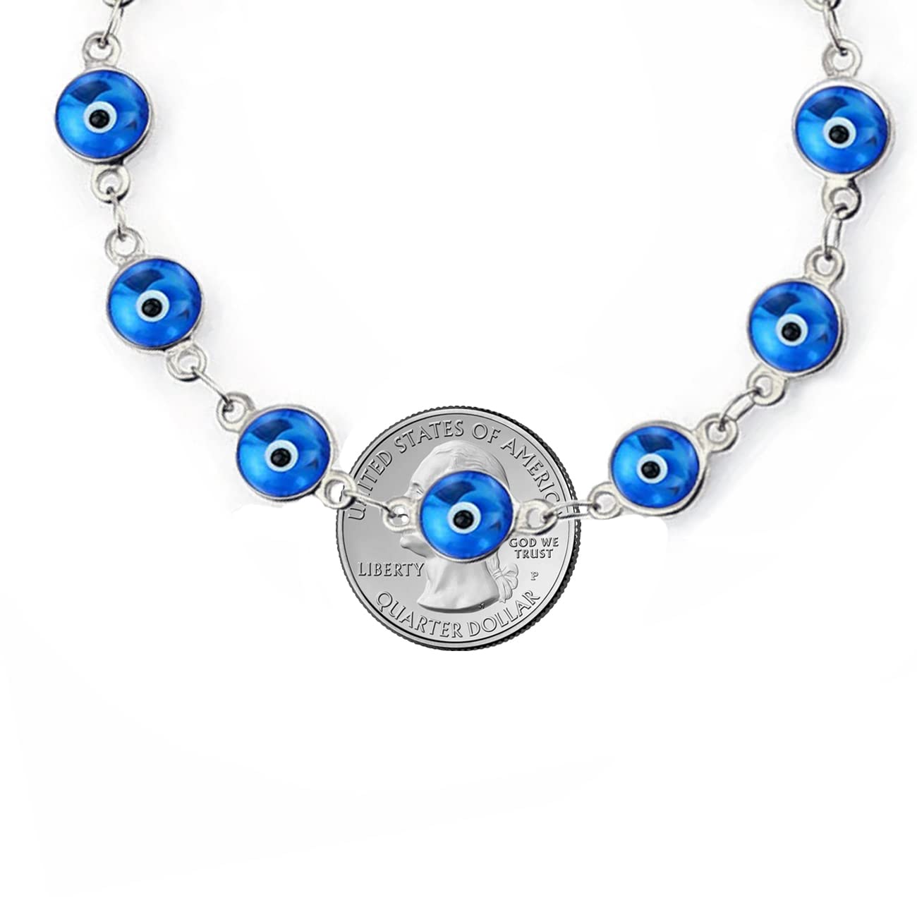 Savlano 925 Sterling Silver Glass Bead Evil Eye Bracelet - 7" inch Evil Eye Bracelet for Women Comes with Gift Box (CMT)