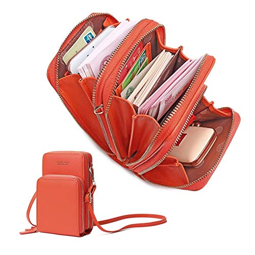 Ladies messenger mobile phone bag multi-function large capacity shoulder bag wallet (Color : Green, Size : 7.2 in*4.5 in)