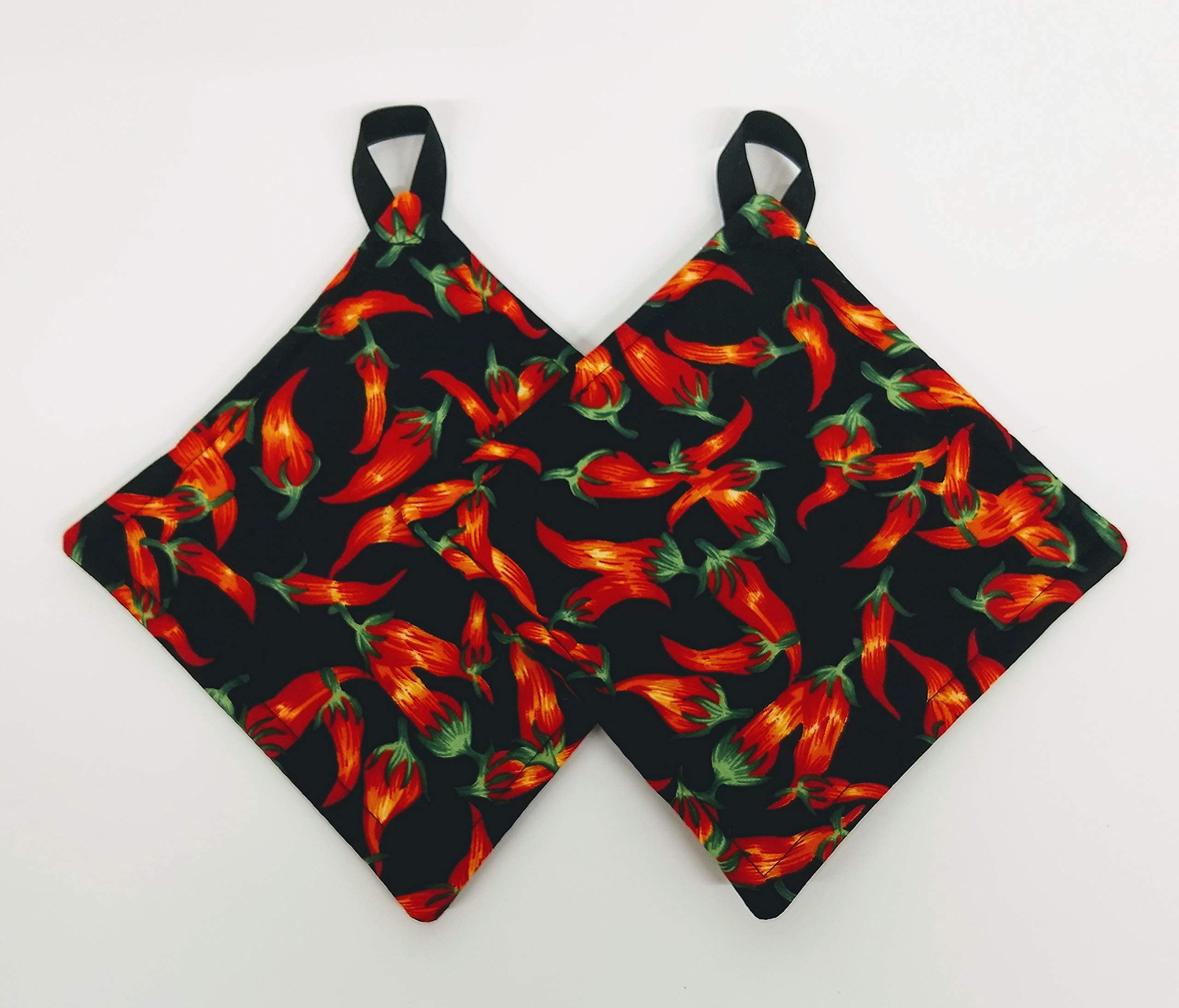Pot holder for kitchen Pot Holder Set Oven Hot Pad Pot Holder for Cooking or Baking in a Red Chili Pepper Fabric Print