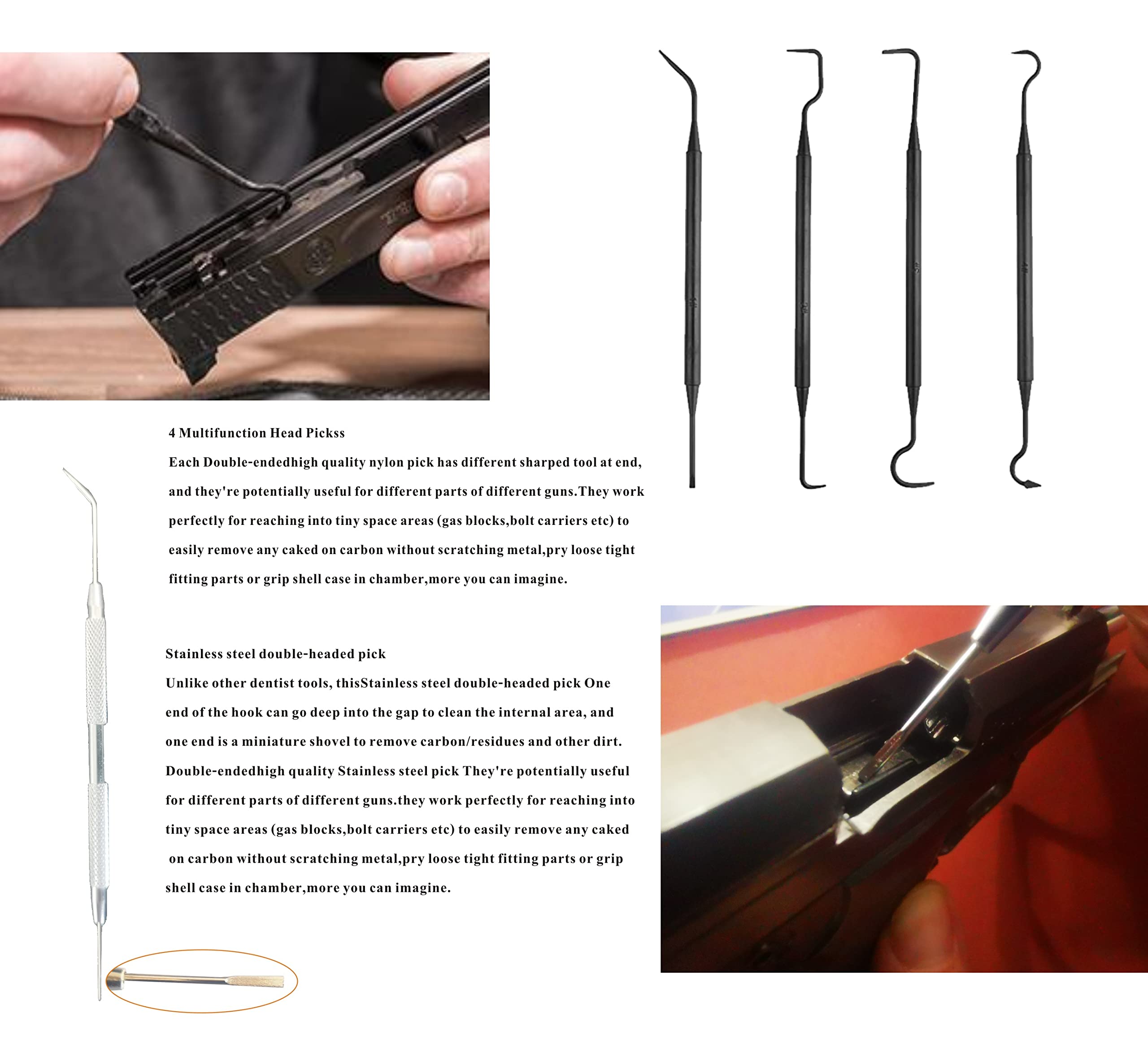 Romanideal Practical Entry-Level Gun Cleaning Kits Include Cleaning Mat with Removal Instructions and Gun Brushes Cleaning Picks Cleaning Patches 6 Inch Cotton Swabs Etc. 14 Pieces (for Beretta 92)