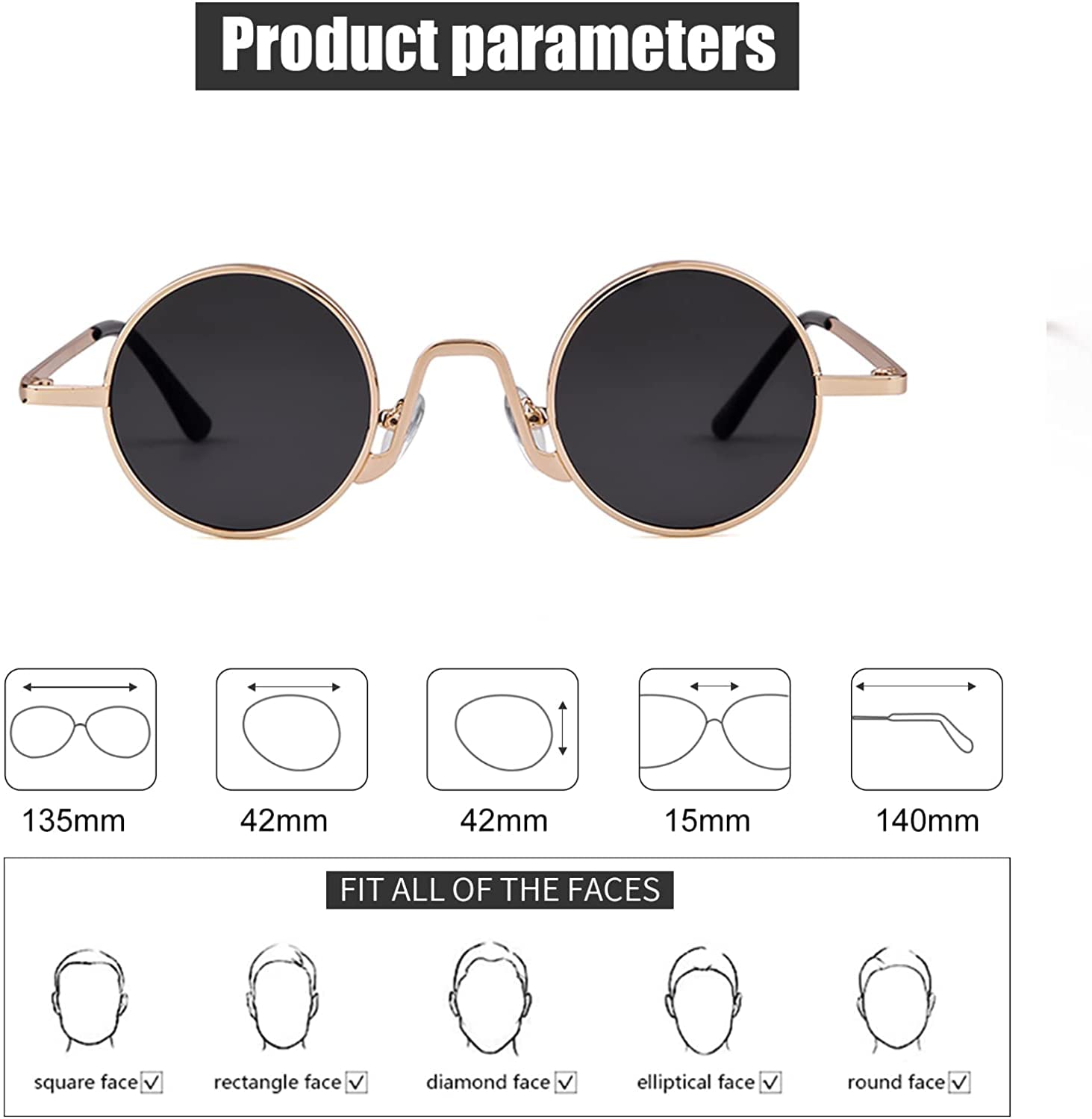 SORVINO Retro Small Round Sunglasses for Men Women Vintage Style Metal Frame