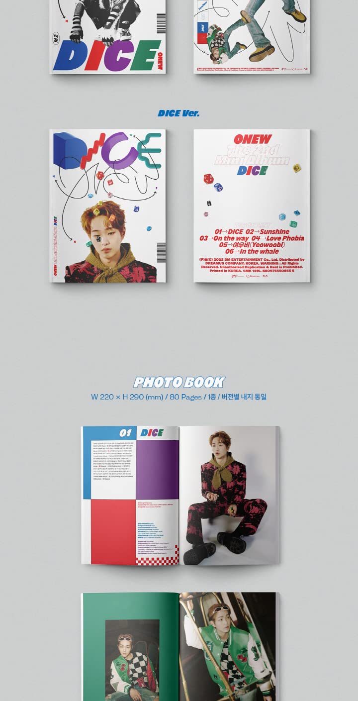 Shinee ONEW DICE 2nd Mini Album PhotoBook DICE Version CD+80p PhotoBook+1ea Sticker+1p Special PhotoCard+1p PhotoCard+Tracking Sealed