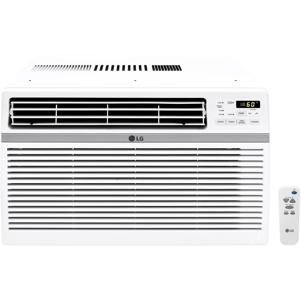 LG 6,000 BTU Window AC Unit, Cools 250 Sq.Ft. (10' x 25' Room Size), Quiet Operation, Electronic Control with Remote, 3 Cooling & Fan Speeds, Auto Restart, 115V, High Efficiency AC for Windows