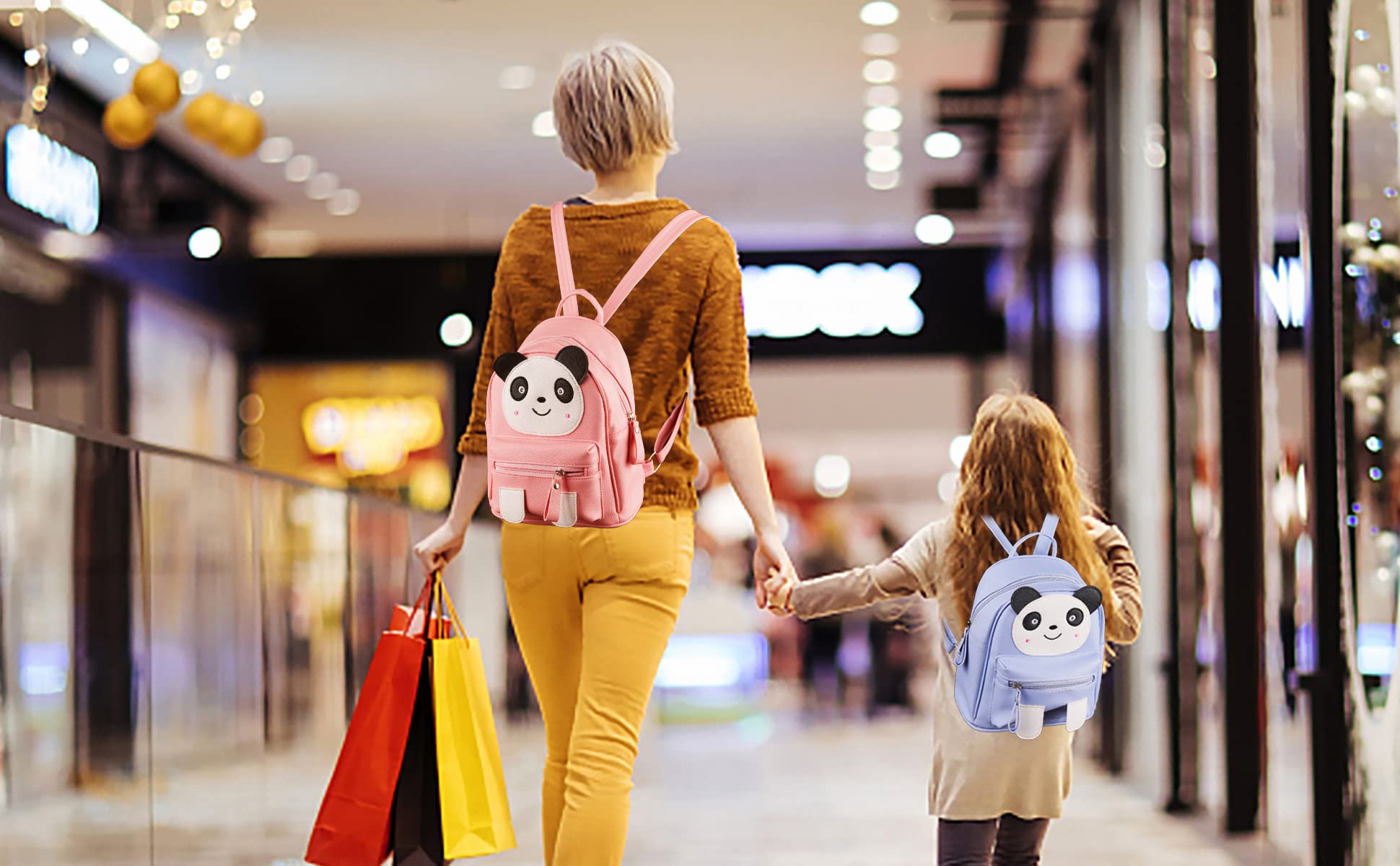 MOKANEY Panda Backpack Purse for Teen Girls Women Cute Animal Panda Mini Bag Leather Backpacks for School