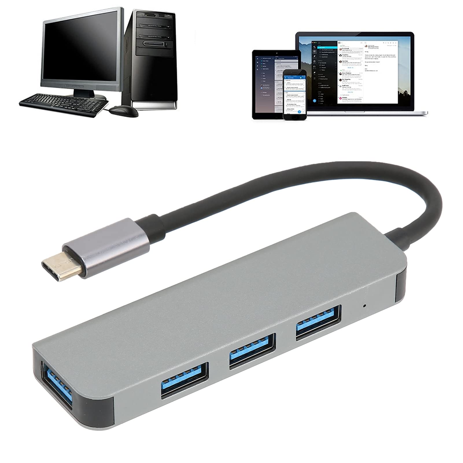 USB Hub,USB C Hub, USB Adapter, Expansion Dock 4 in 1 Multi USB Ports Adapter Converter for Keyboard Mouse Card Reader Hard Drive Connector