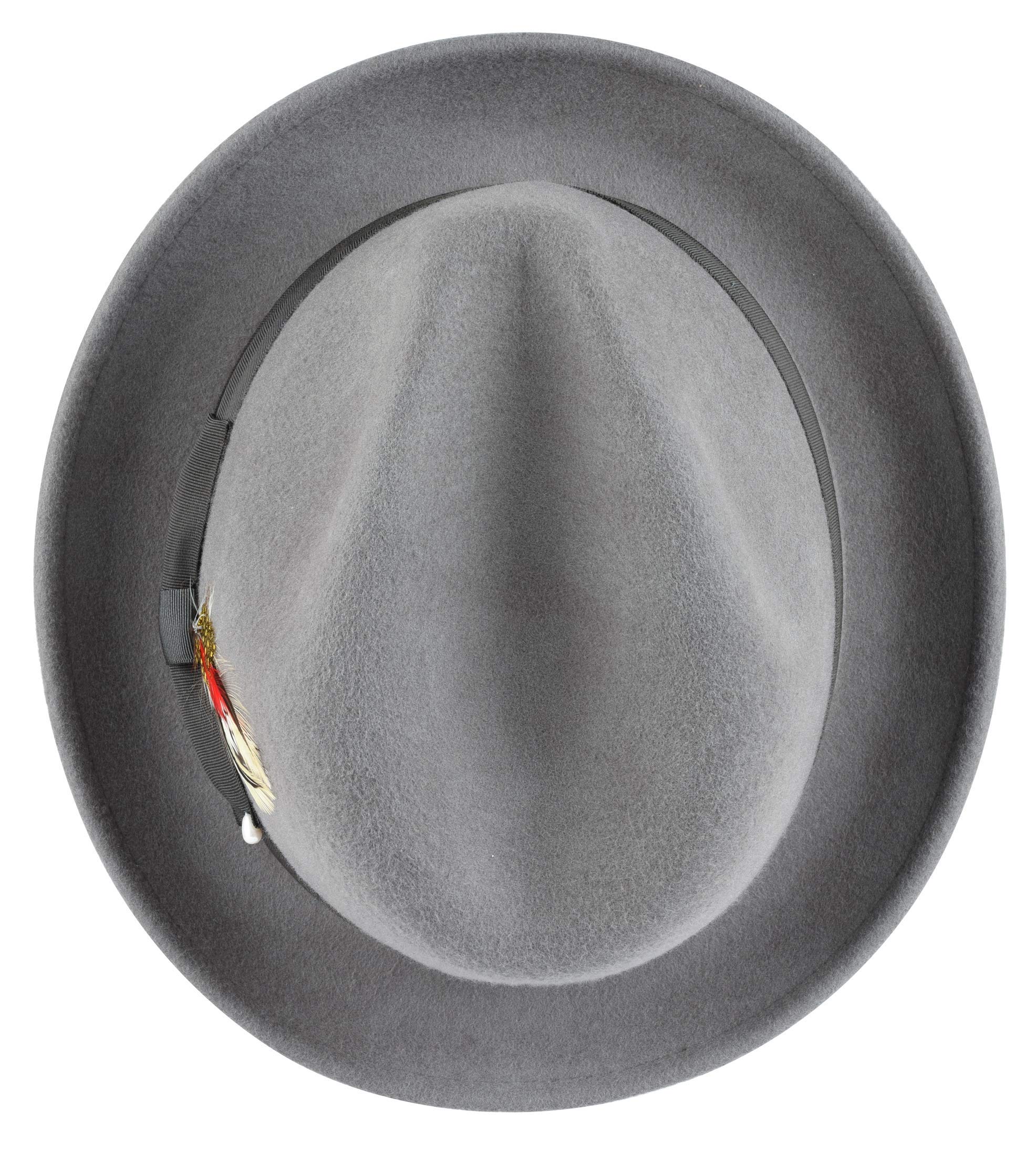 Mens Gray Fedora Hats, 100% Wool Crushable Hat, Packs Easy, Stain Resistant, Stylish Fedora (Also Available in Black)