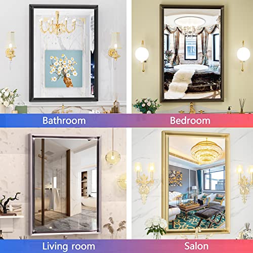 Vosuja 24x36 Inch Black Bathroom Mirrors for Wall, Metal Framed Wall Mirrors with Non-Rusting Aluminum Alloy Metal Frame,Tempered Glass, Rectangle Wall Mounted Mirror (Horizontal/Vertical)