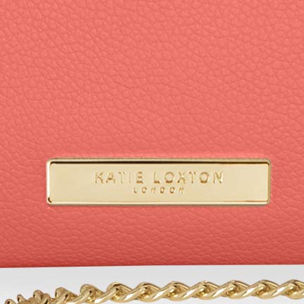 KATIE LOXTON Freya Soft Pebble Women's Vegan Leather Convertible Crossbody Clutch Purse Coral