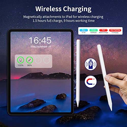 Wireless Charging Pencil for iPad with and Tilt Sensitive, Palm Rejection, iPad Pencil 2nd Generation Compatible with iPad Pro 11 inch 1/2/3/4, iPad Pro 12.9 Inch 3/4/5/6, iPad Air 4/5, iPad Mini 6