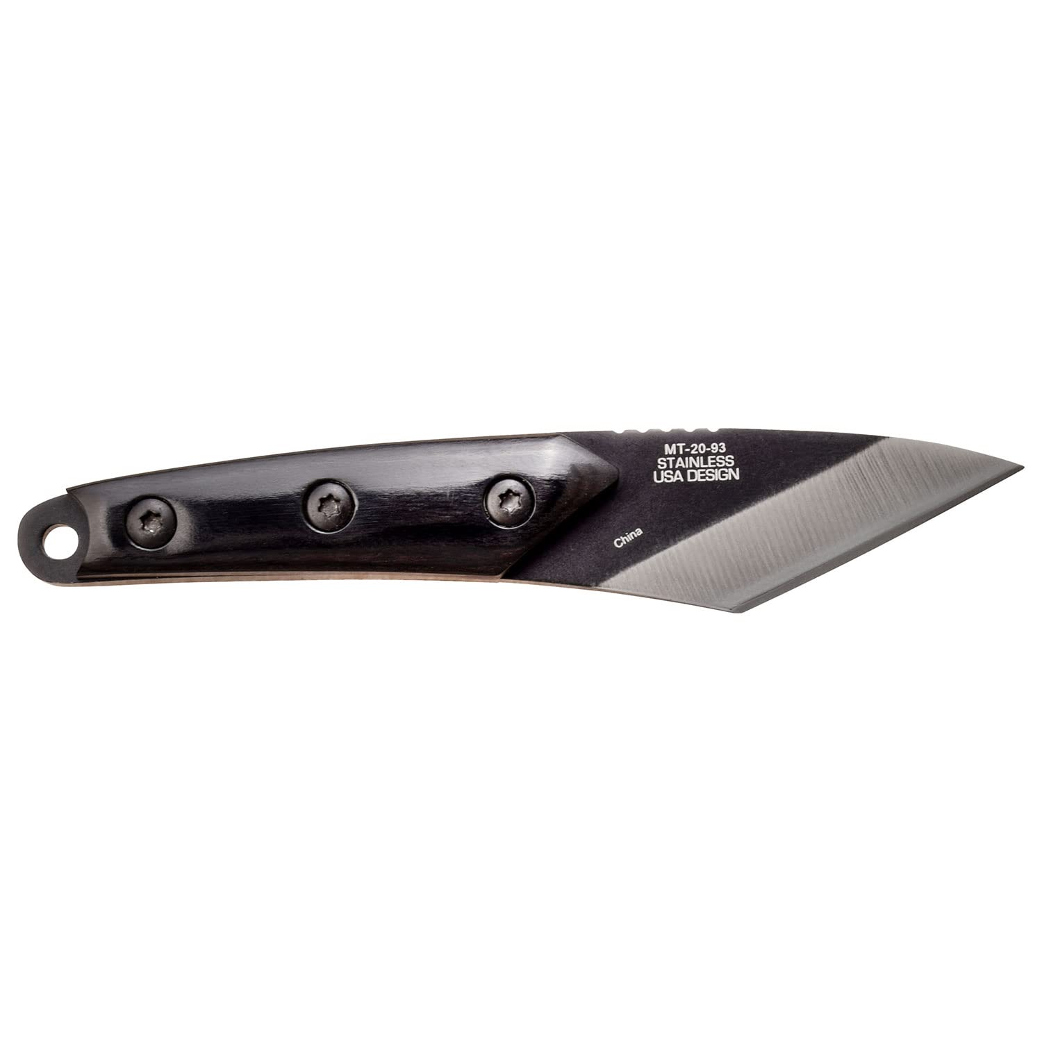 MTech USA – Fixed Blade Knife – Neck Knife - Black and Satin Finish Stainless Steel Blade w/Black Wood Handle, Full Tang, Kydex Sheath - Hunting, Camping, Survival, EDC – MT-20-93B