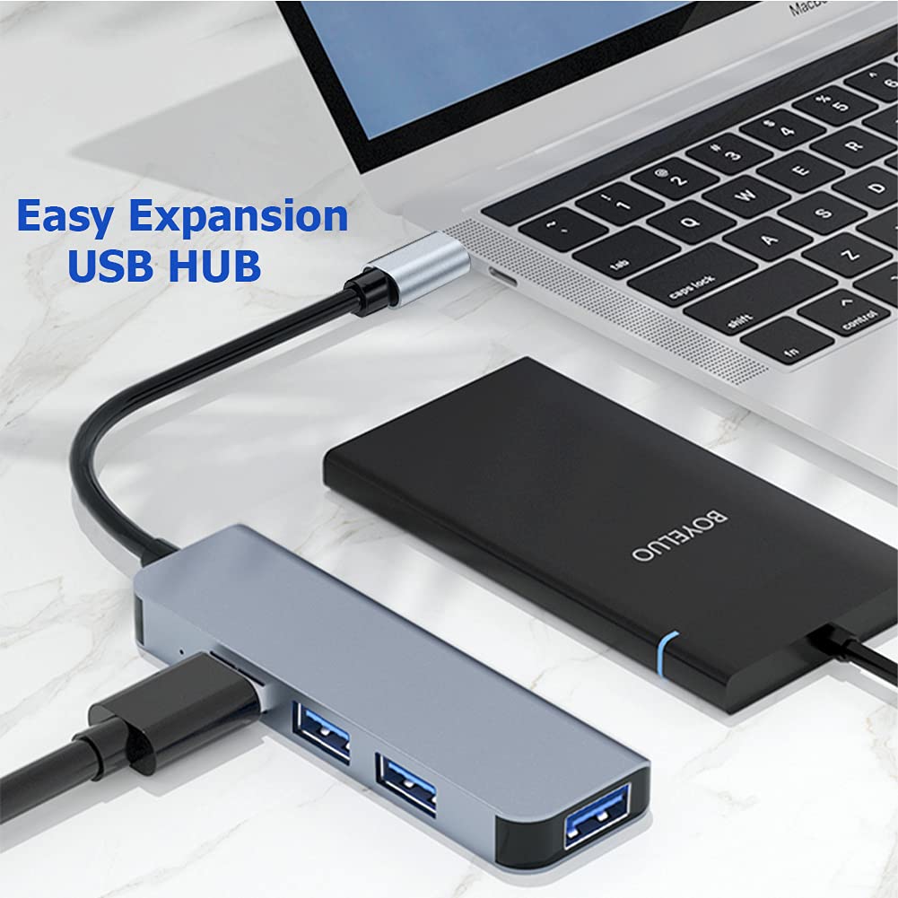 USB C Hub USB 3.0 Slim Aluminumshell Type C to 4-Port USB 3.0 Adapter, High Speed USB Splitter Compatible with MacBook Air, Mac Pro/Mini, iMac, XPS, PS5, Xbox One, Flash Drive, Mobile HDD