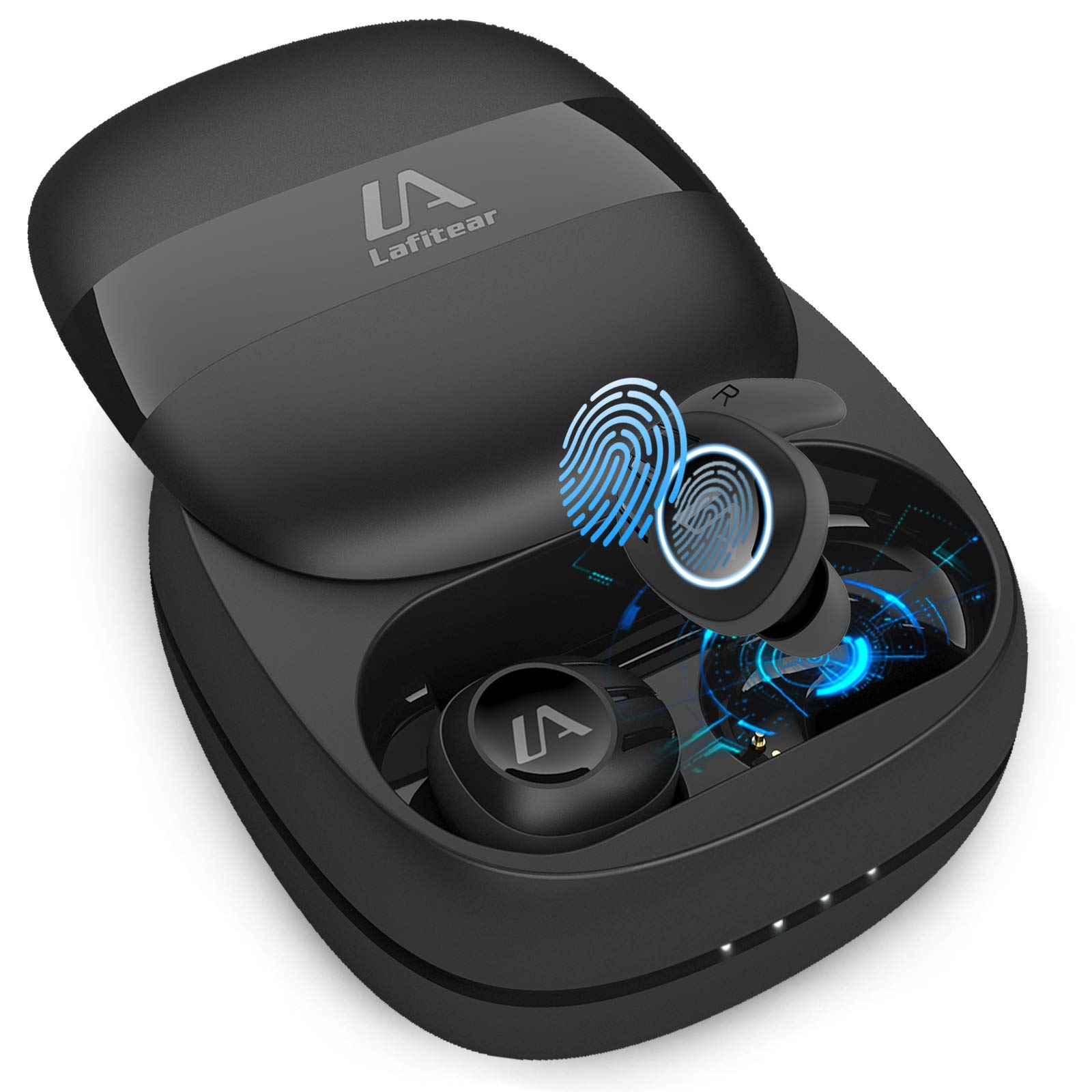 Lafitear Wireless Earbuds Bluetooth 5.0, Waterproof Sports Earphones w/Mic, Touch Control, Deep Bass Sound, One Step Pairing, in-Ear Headset for Sport/Travel/Gym