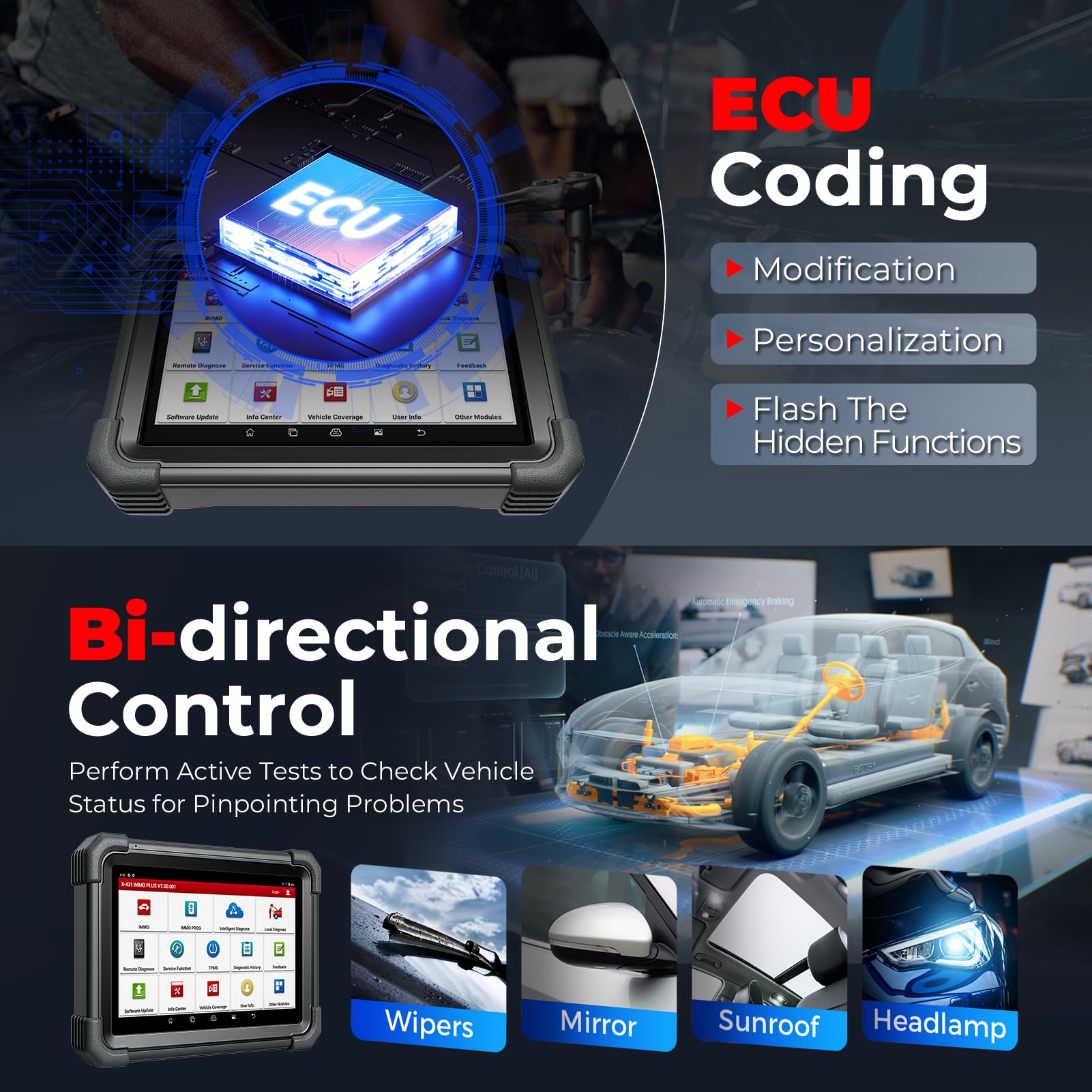 LAUNCH X431 lMMO Plus, K*y Pr0gramming Tool with X-PROG3 (Valued $800),Advanced of lMMO Elite, ECU Coding, 39+ Services, Full Systems, 2 Yrs Update