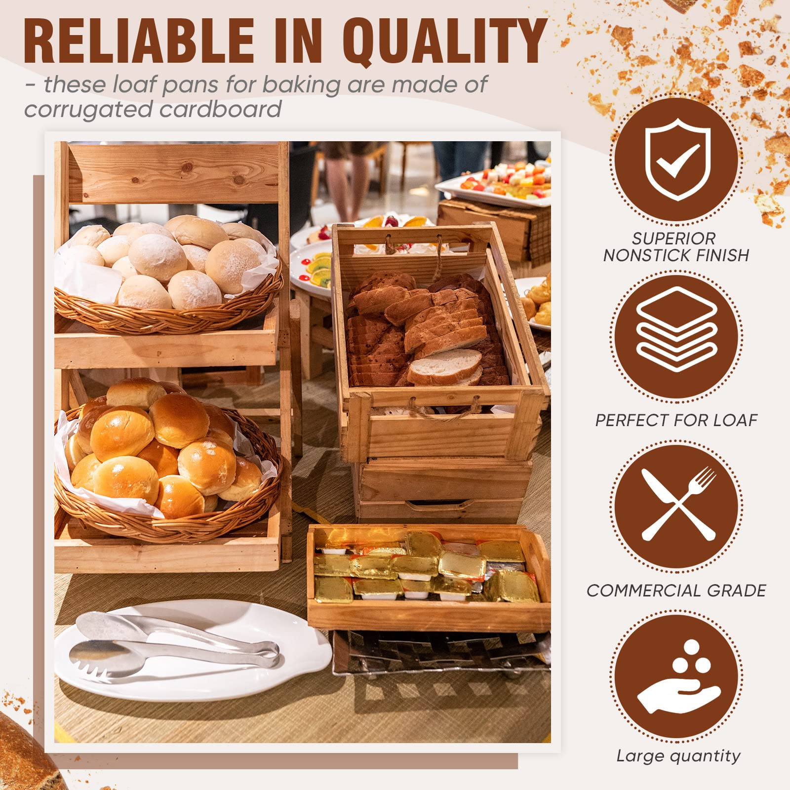 Sabary 100 Pcs Mini Disposable Paper Loaf Pan with Clear Plastic Bread Bags, 3.1 x 1.5 x 1.7 Inch