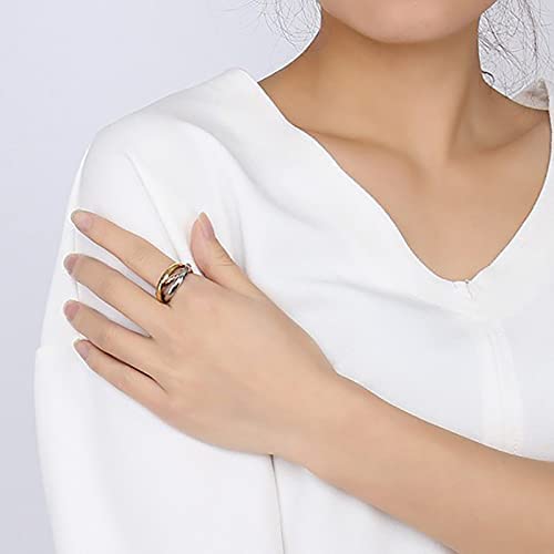 MYNENEY Women Minimalist Promise Ring Triple Interlocked Rolling Rings Size 4-45