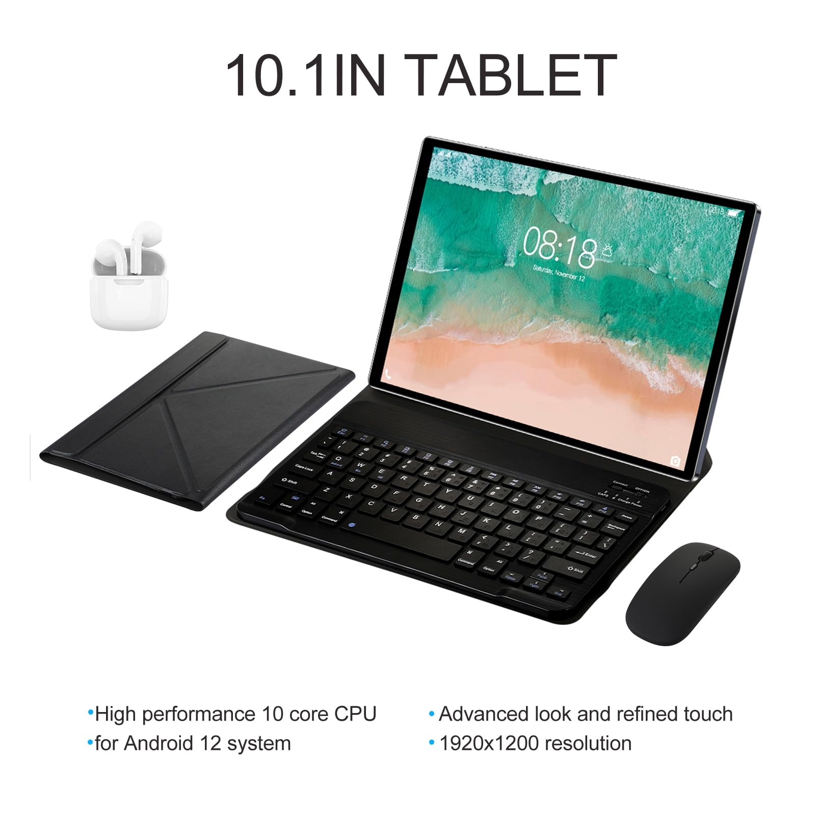 MAVIS LAVEN Touch Screen Tablet, High Performance CPU 10.1 Inch Full HD 1920x1200 12.0 Tablet Game US Plug 100‑240V for Daily Entertainment (#2)