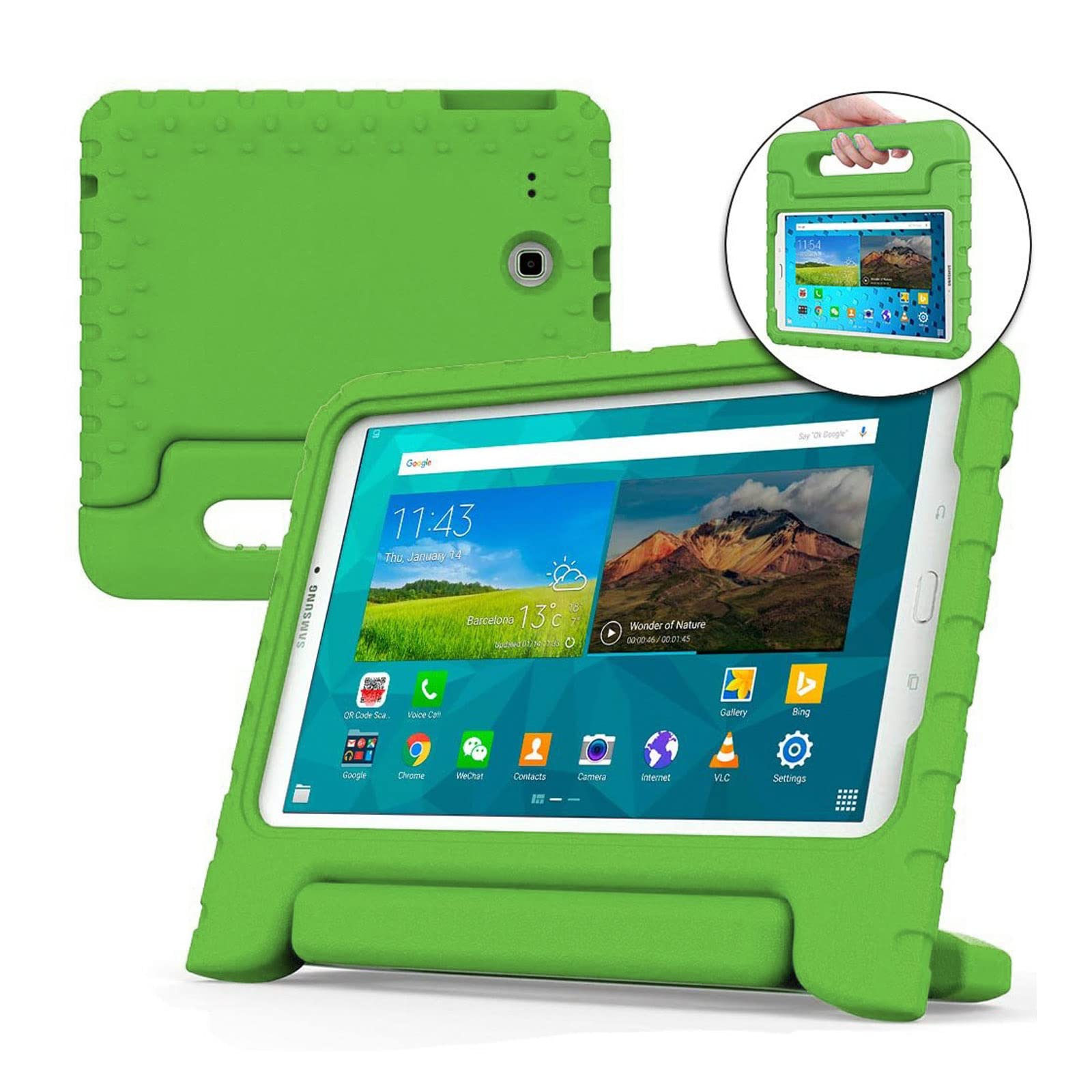 Viahoo Kids Case Cover for Samsung Galaxy Tab E 9.6-inch Released 2015 Tablet (SM-T560/T561/T565/SM-T567V) Kids Proof & Shockproof Foam Cover Protective Case Lightweight Durable, Green