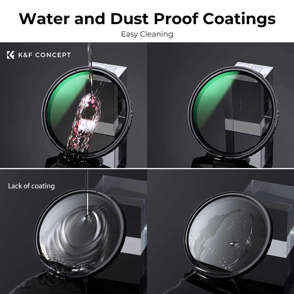 K&F Concept 77mm Variable ND Lens Filter ND8-ND128 (3-7 Stop) Waterproof VND Filter with 28 Multi-Coatings for Camera Lens (Nano-X Series)