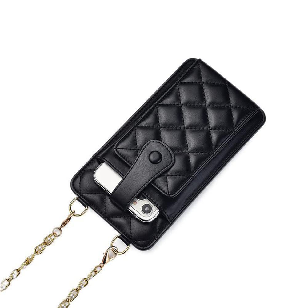 Small Cell Phone Cross Body Bag Purses Crossbody Shoulder Bags with Chain Strap Card Holder for Google Pixel 7 6a 5a 5G 4a 5G (Black)