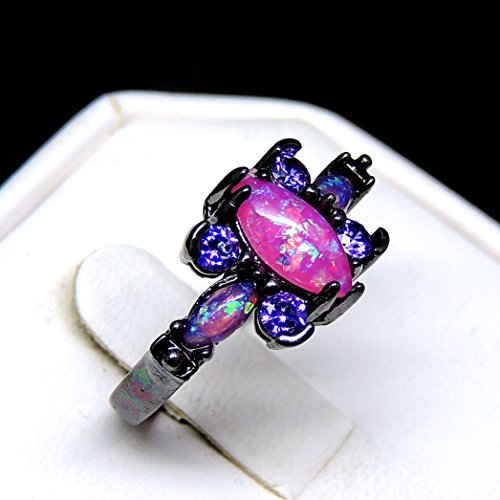 Logan Butterfly Ring for Women by Ginger Lyne | Pink Simulated Fire Opal Purple CZ Promise Ring for Her