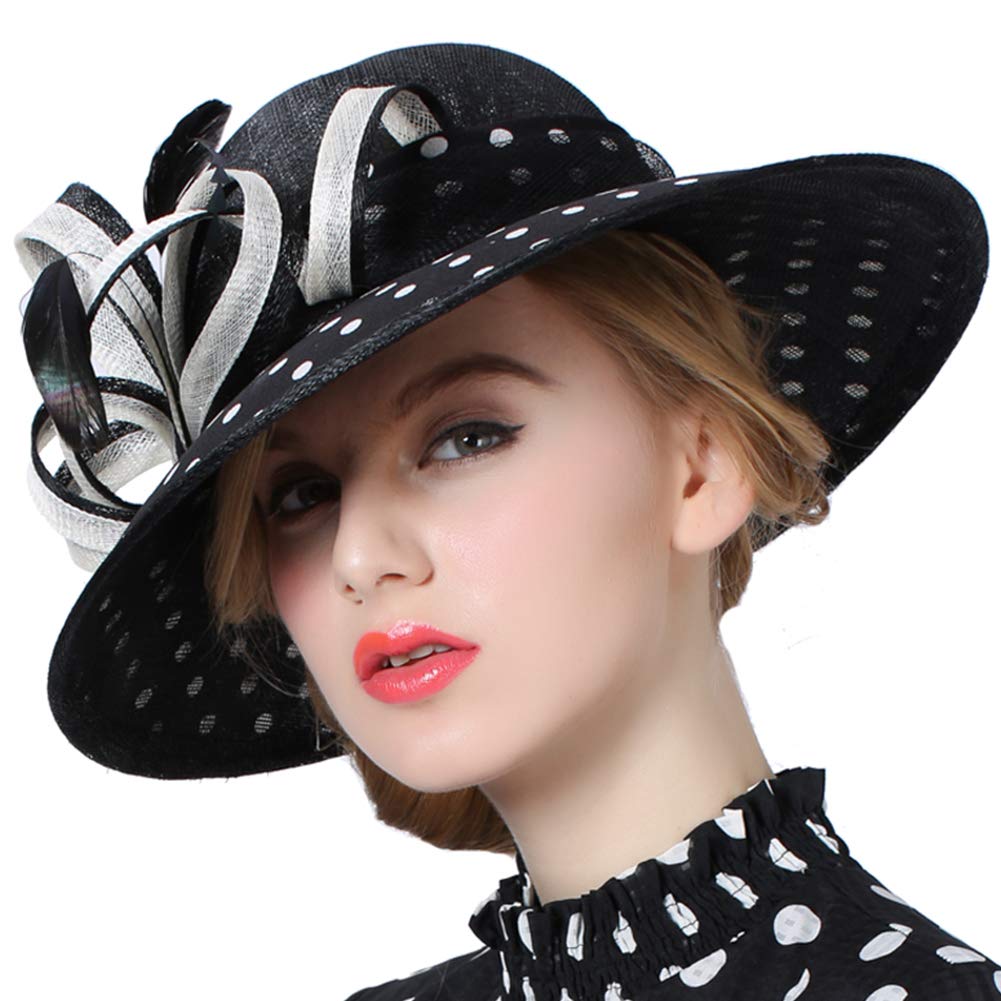 Koola's Sinamay Women's Hats Black white Point Color, Black 3, Size One_Size