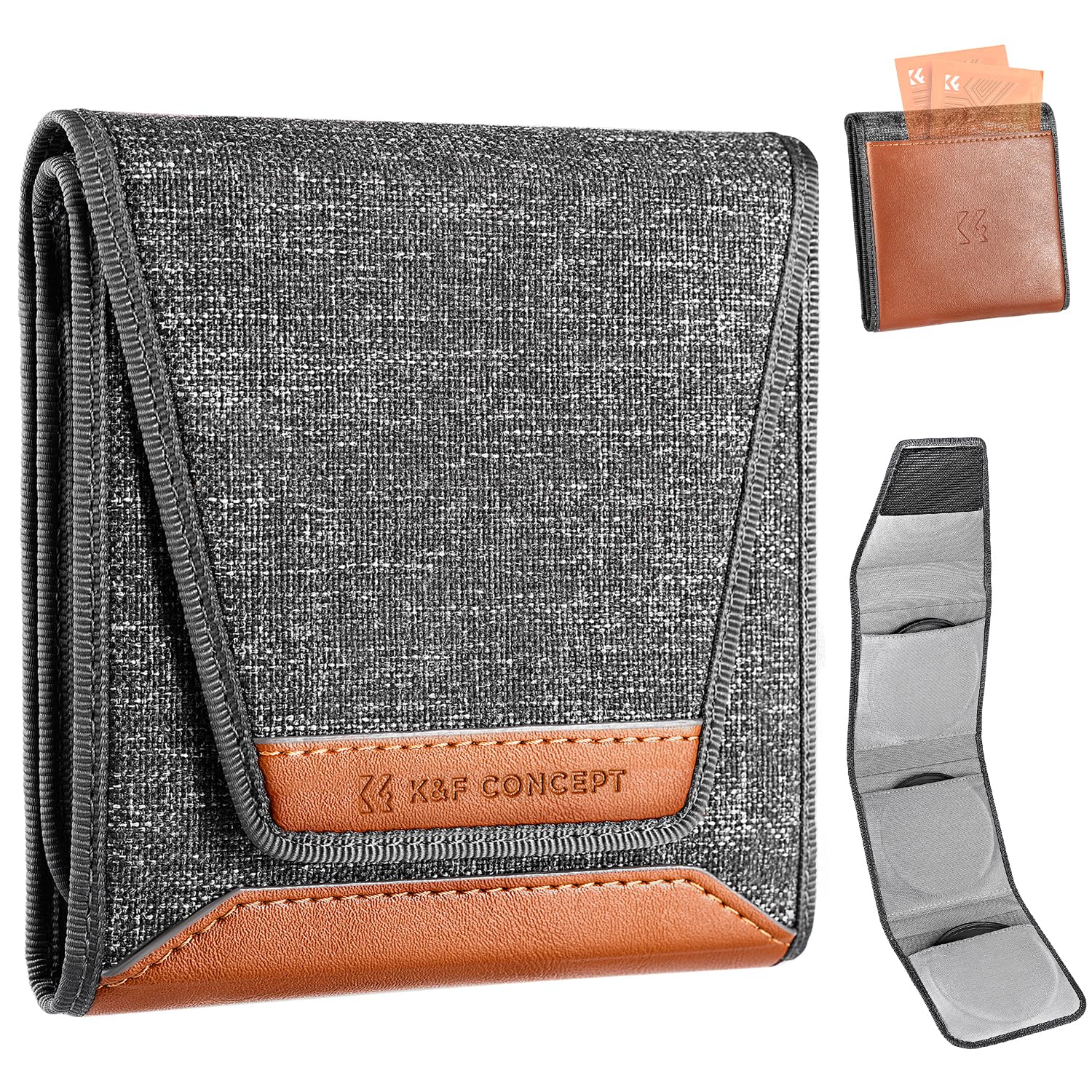 K&F Concept Lens Filter Case 4 Pocket, Leather Carrying Filters Bag Pouch for Square ND CPL etc Filters up to 100x100mm, Designed NANO-X Series Square Bracket