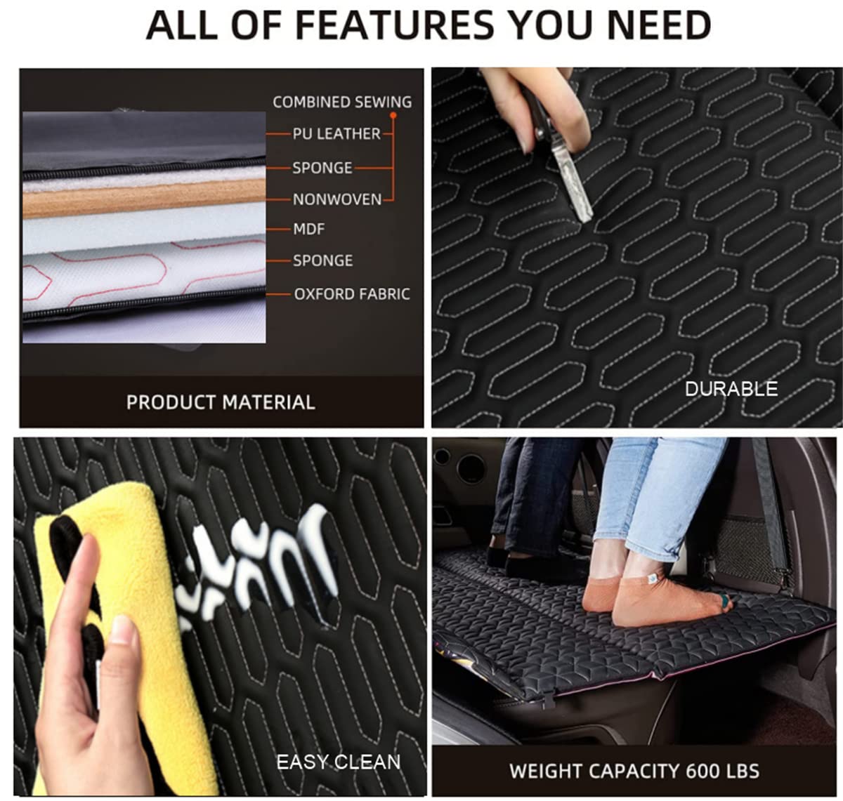 Non-Inflatable, Foldable Mattress for SUV Sleeping, Portable Seat Bed , Car Back Seat Extender for Dogs, Travel for Camping Truck, Black