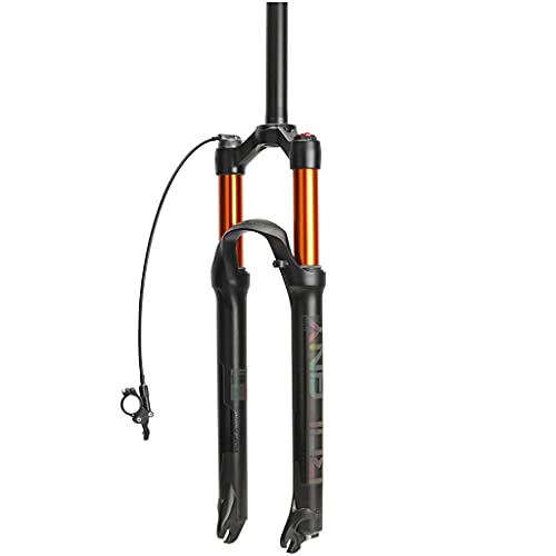 LYYCX Mountain Bike Front Fork 26/27.5/29 Inch Damping Rebound Adjustment Lock ABS Straight/Taper Tube Travel 120mm QR 9mm Air Pressure Front Fork Shock Absorption Air Fork Accessories (Color : Strai