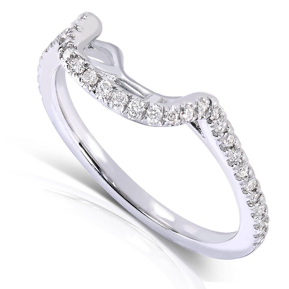 Kobelli Round Diamond Contoured Wedding Band 1/5 CTW 14k White Gold - Size 4.5, Size 4.5