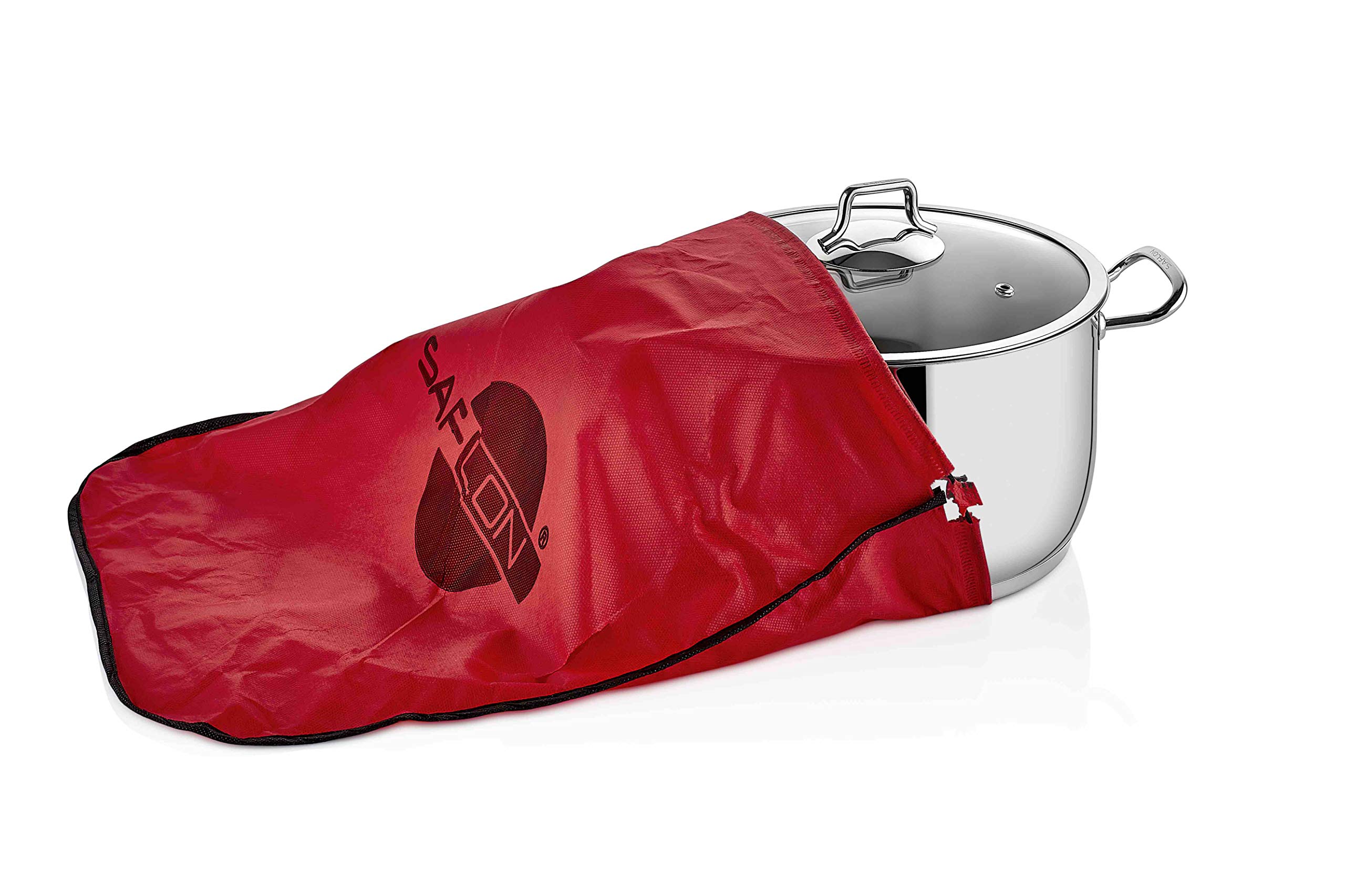 Saflon Stainless Steel Tri-Ply Capsulated Bottom 6 Quart Stock Pot with Glass Lid, Induction Ready, Oven and Dishwasher Safe
