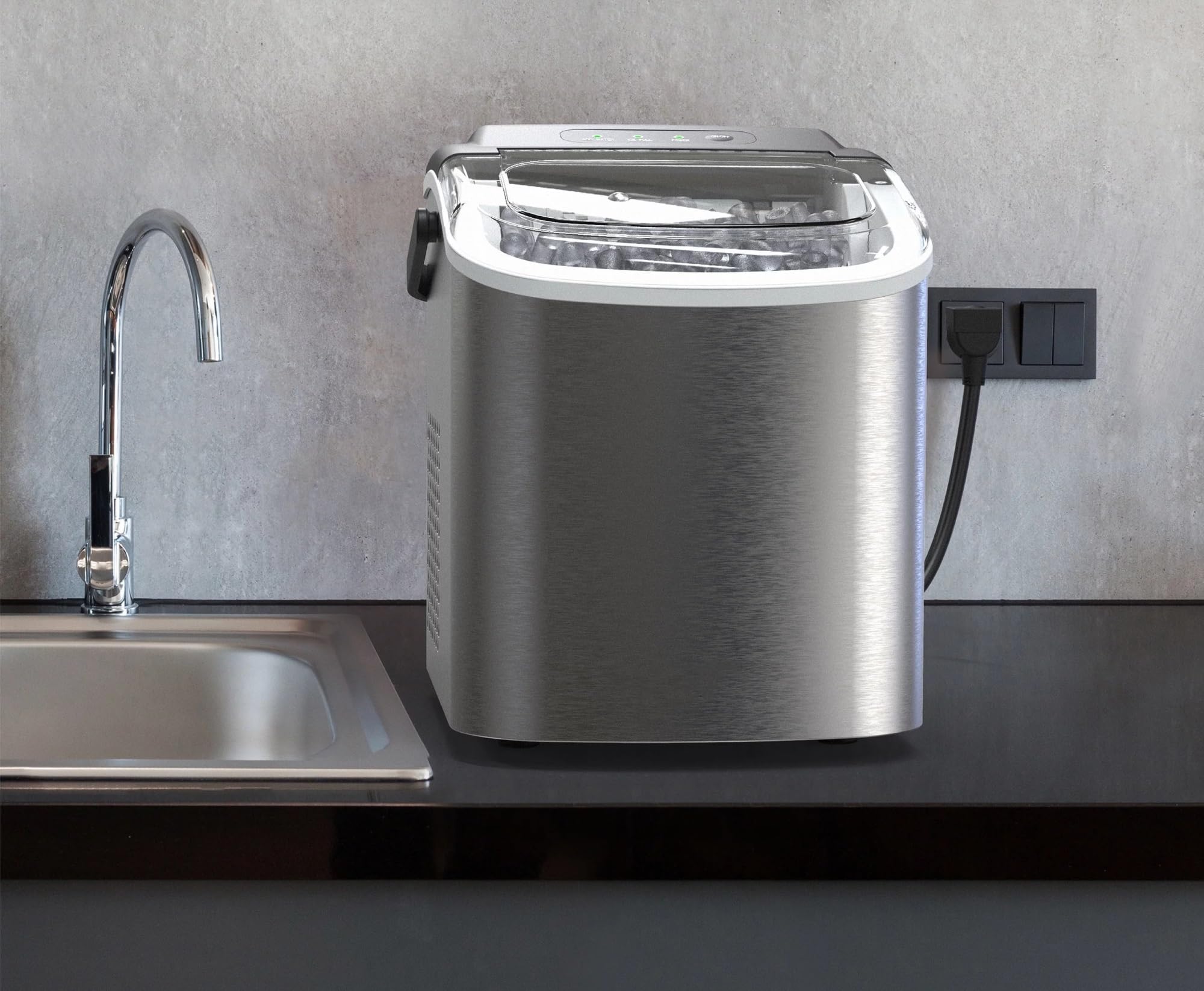VUJBJBN Quick Cube Ice Machine,26lbs/24hrs Portable Countertop Cubed Ice Maker