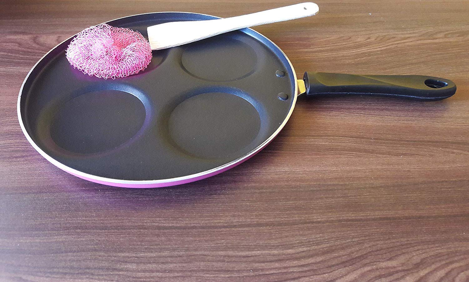 Sahishnu Online & Marketing Nonstick Uttapa Tawa, Uttapa Pan, Non-Stick 4 Cavity Mini Uthapam Tawa with Handle, Pancake Tawa