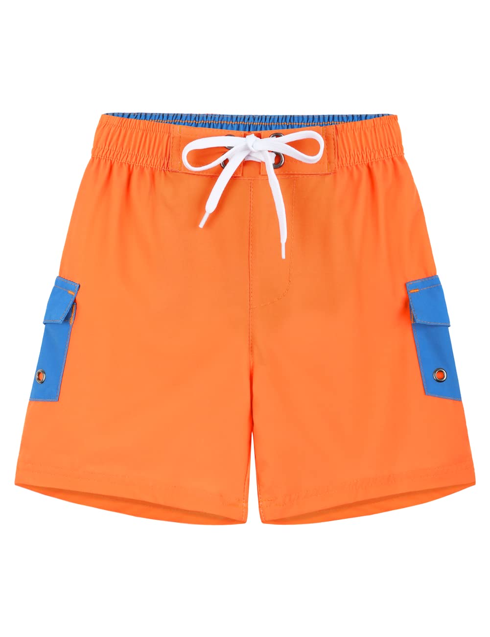 Nonwe Big Boy's Swimming Shorts Elasitc Waist with Drawstring Beachwear Orange&Blue 6