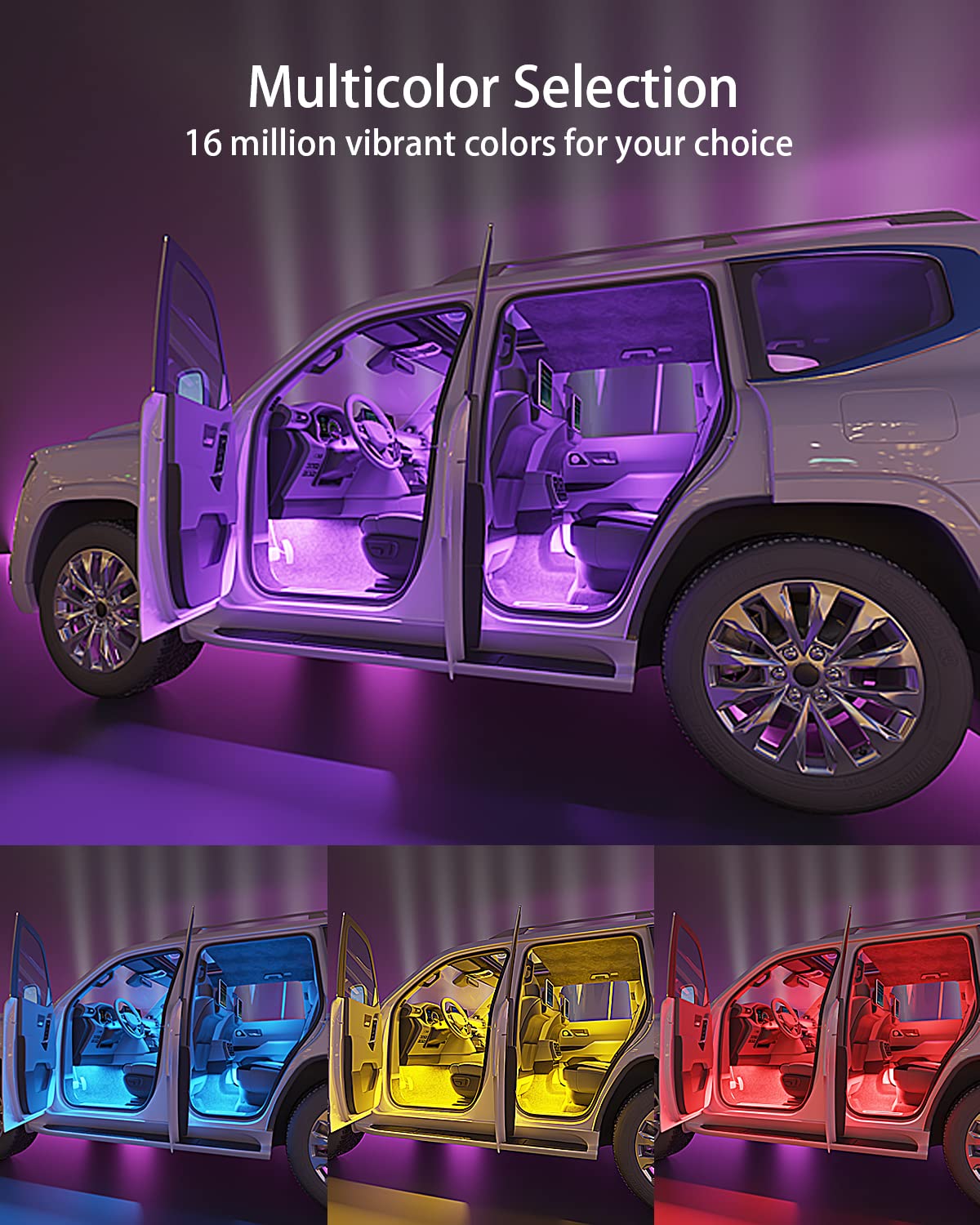 Keepsmile Interior Car Lights Accessories APP Control with Remote Music Sync Color Change RGB Under Dash Car Lighting with USB Charger 12V 2A Led Lights for Jeep Truck