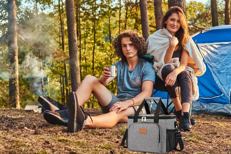 MYQ MOYAQI 15L Insulated Cooler Bag, Grey, 24-Can Capacity, Ideal for Picnics, Camping, Beach, Road Trips, Travel