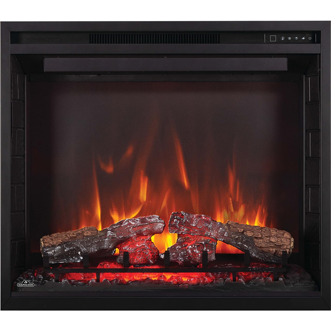 Napoleon Element 36 Self-Trimming Electric Fireplace - Built-in Design - Multi-Color Night Light Accent and Glowing Log Set with Ember Bed - High-Intensity LED Lights - NEFB36H-BS