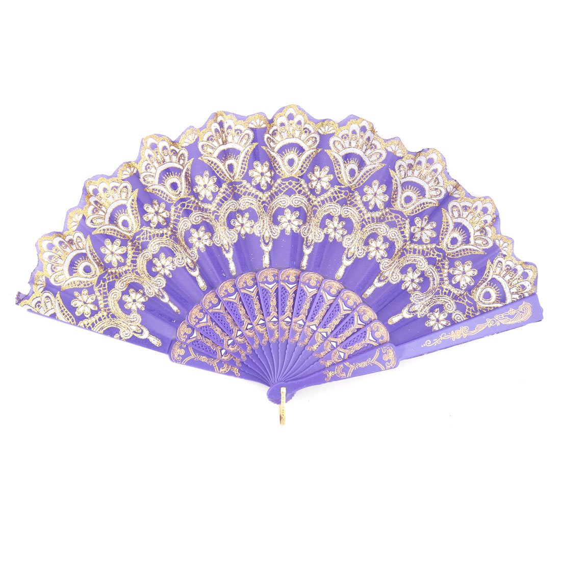 Qtqgoitem Women Polyester Chinese Style Cosplay Artistic Handle Folding Fan 24cm Length Purple (model: 56f 7e1 104 59c 6ea)