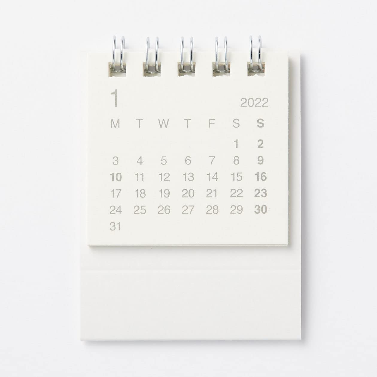 MUJI Desk Top Mini Calendar 2022 White 60 x 60mm Monday Start Bagasse Paper New