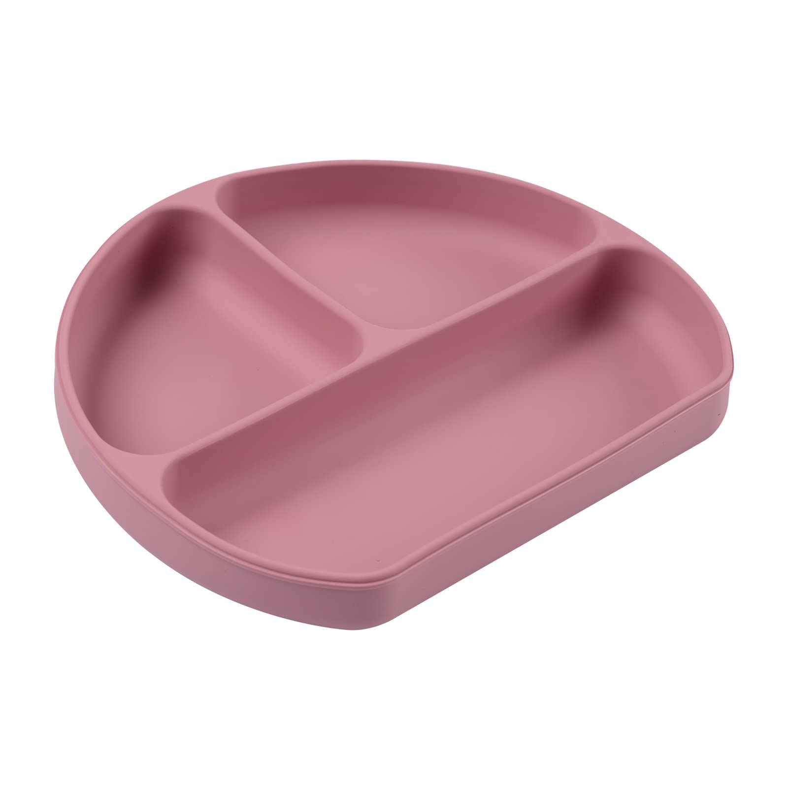 Silicone Grip Dish, Suction Plate, Divided Plate, Baby Toddler Plate, Microwave Dishwasher Safe (Pink)