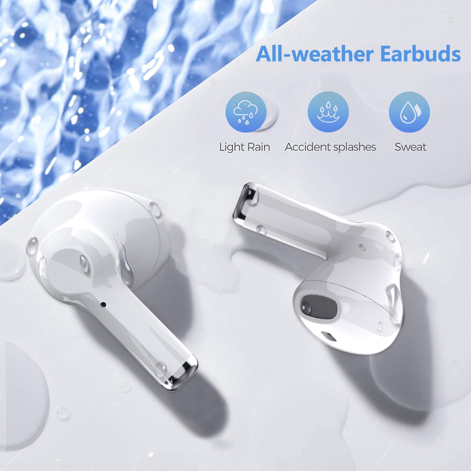 Wireless Earbuds, Bluetooth Earbuds Environmental Noise Cancellation Waterproof Call Noise Cancelling Mini Earbuds, Clear Calls Built-in Microphone Stereo Touch Earphones for Work, Home Office