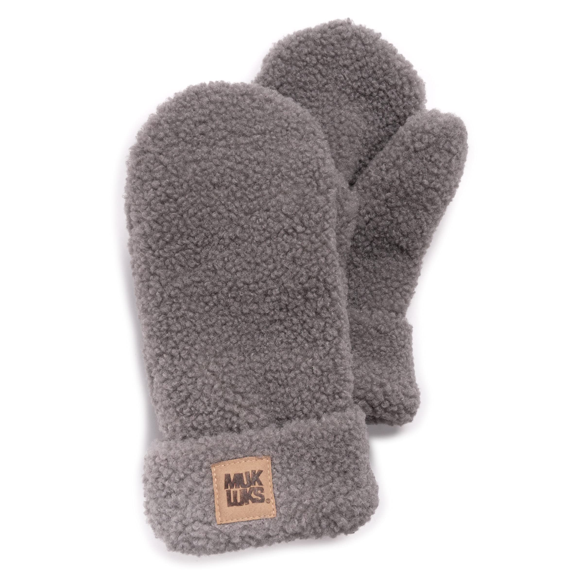 MUK LUKS womens Muk Luks® Women's Teddy Mittens Gloves, Grey, One Size Fits Most US