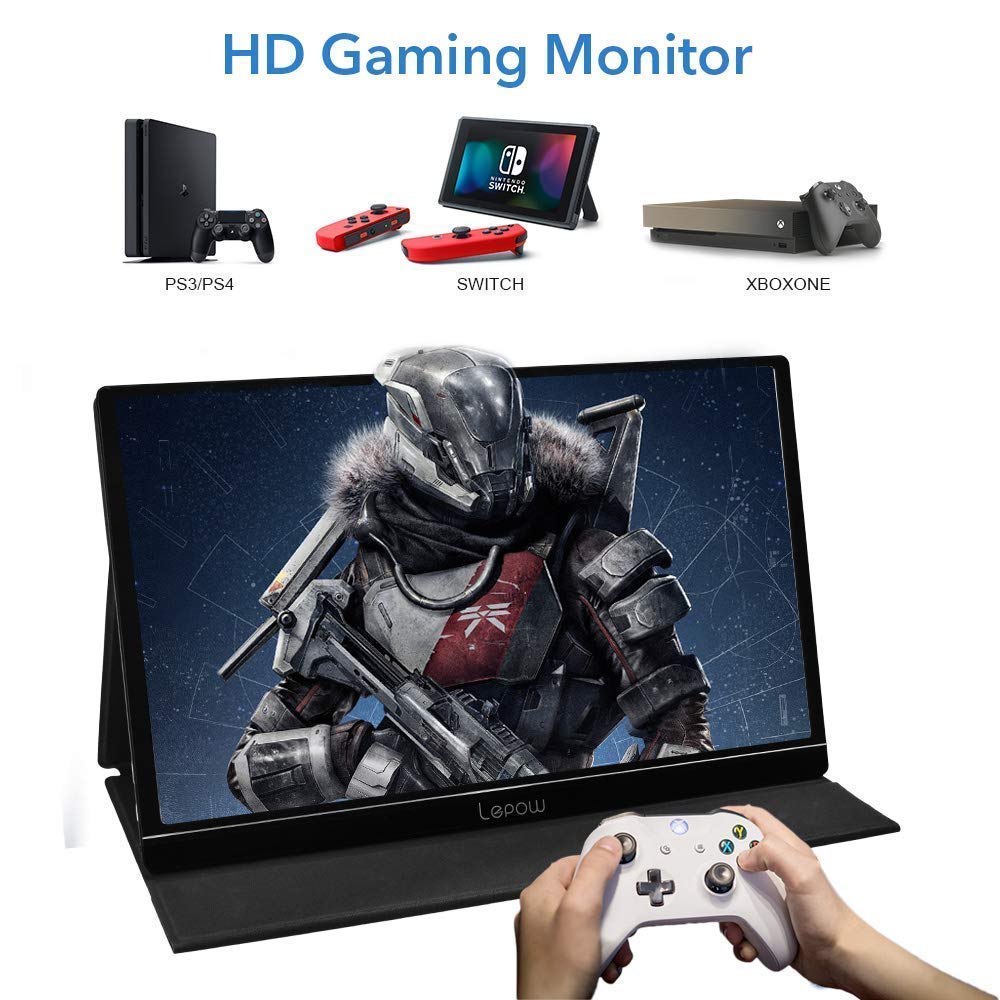 Lepow Portable Monitor Bundle [Black & Silver 2 Pack] 15.6 Inch 1080P Full HD USB C Computer Displays with IPS Eye Care Screen Mini HDMI and Speakers for Laptop PC MAC Phone Xbox PS4