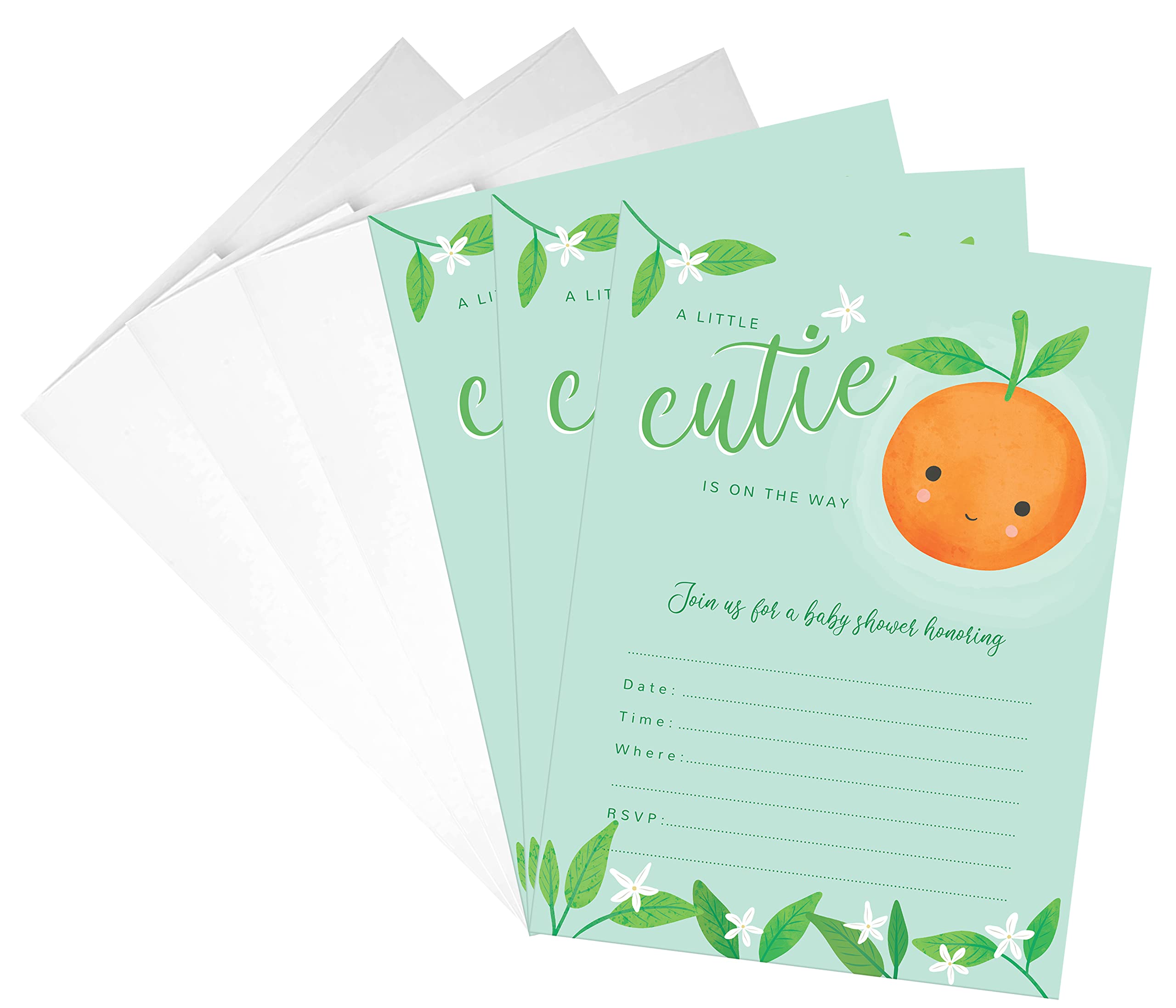 Wish Clover Little Cutie Baby Shower Invitations Fill-In Style (24-Count) Envelopes Included